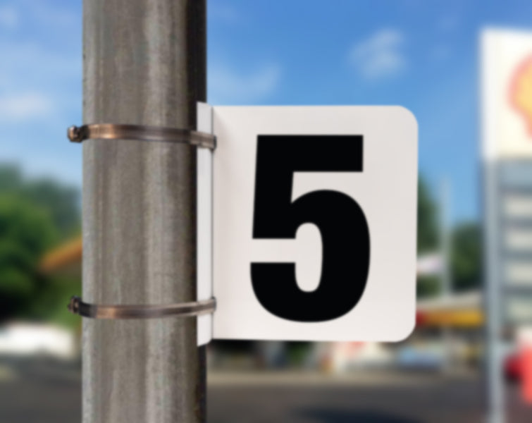 Pump Number Sign- Black on White, "5" — UnitedSign