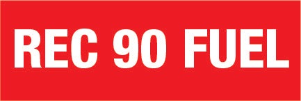 "Rec 90 Fuel" Pump Decal_White on Red — UnitedSign