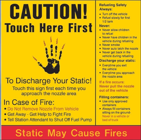 Caution Touch Here First- 6"w x 6"h Decal